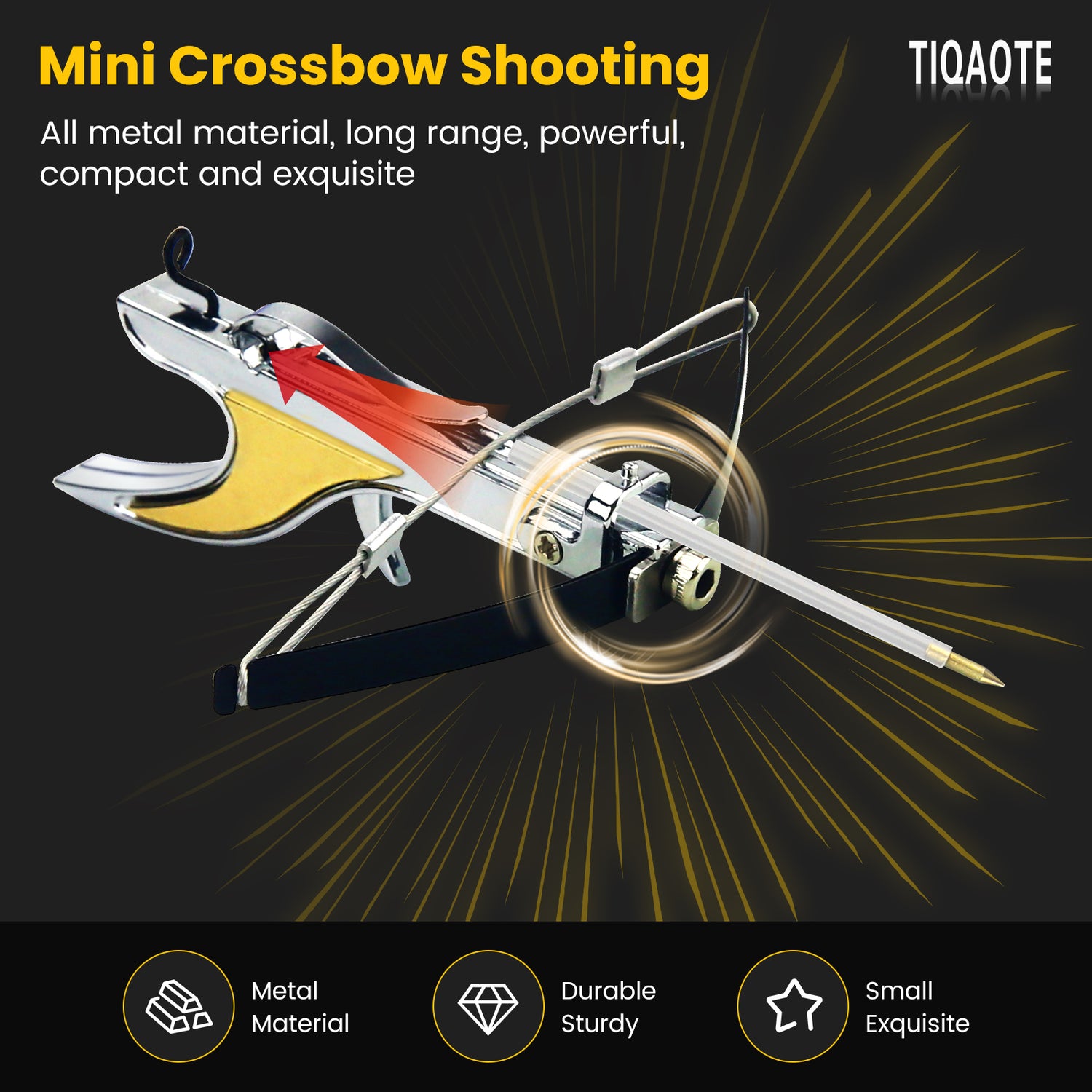 TIQAOTE Pocket Crossbow Mini Crossbow Model Bow and Arrow Hunting Outd
