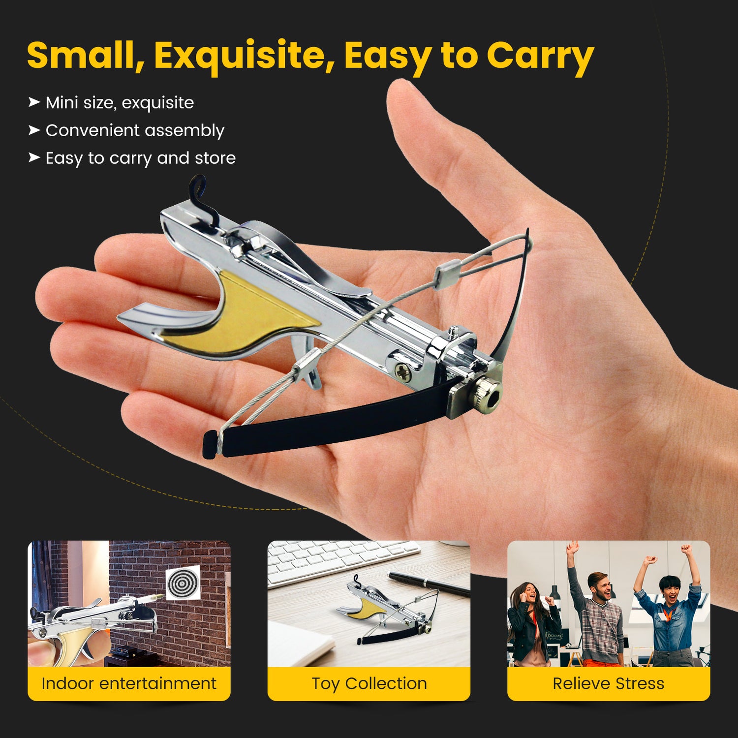 TIQAOTE Pocket Crossbow Mini Crossbow Model Bow and Arrow Hunting Outd